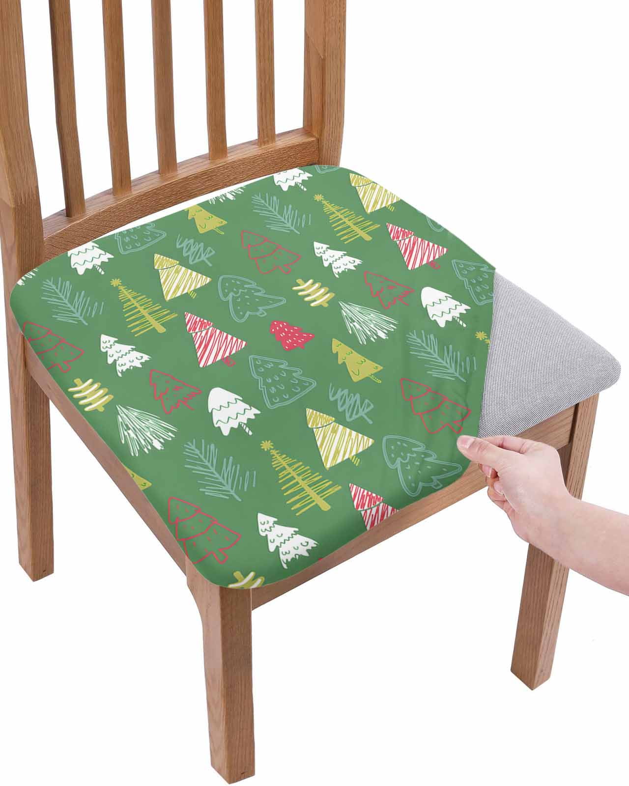 Christmas Tree Chair Seat Covers for Dining Room Stretch Chair Seat ...