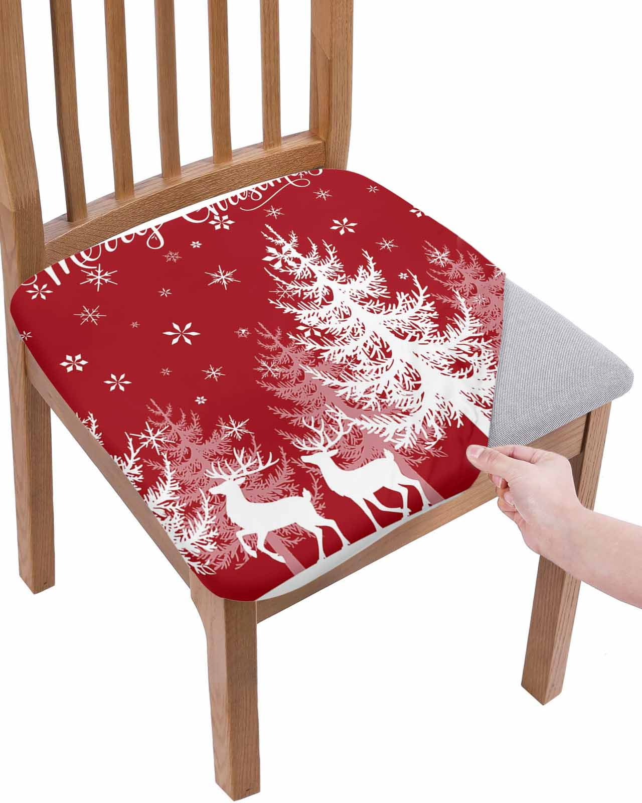 Christmas Tree Chair Seat Covers for Dining Room Stretch Chair Seat ...