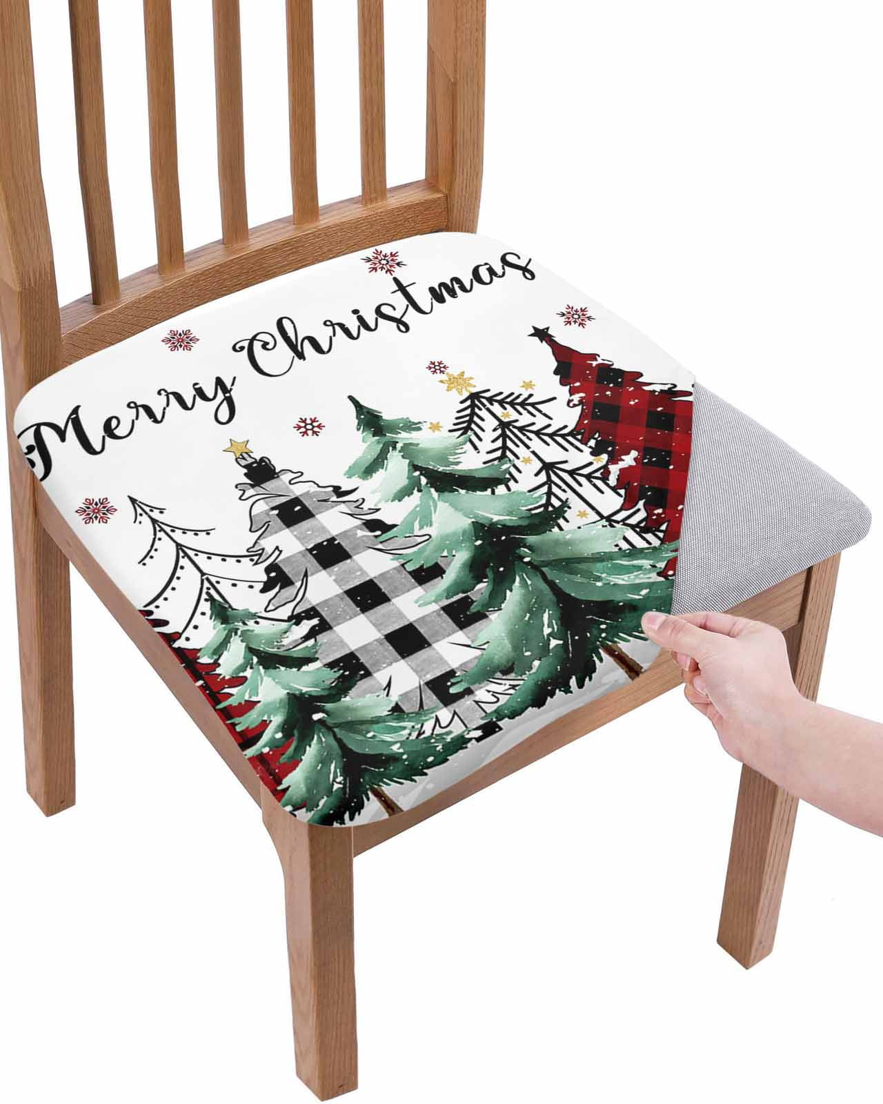 Christmas Tree Chair Seat Covers for Dining Room Stretch Chair Seat ...