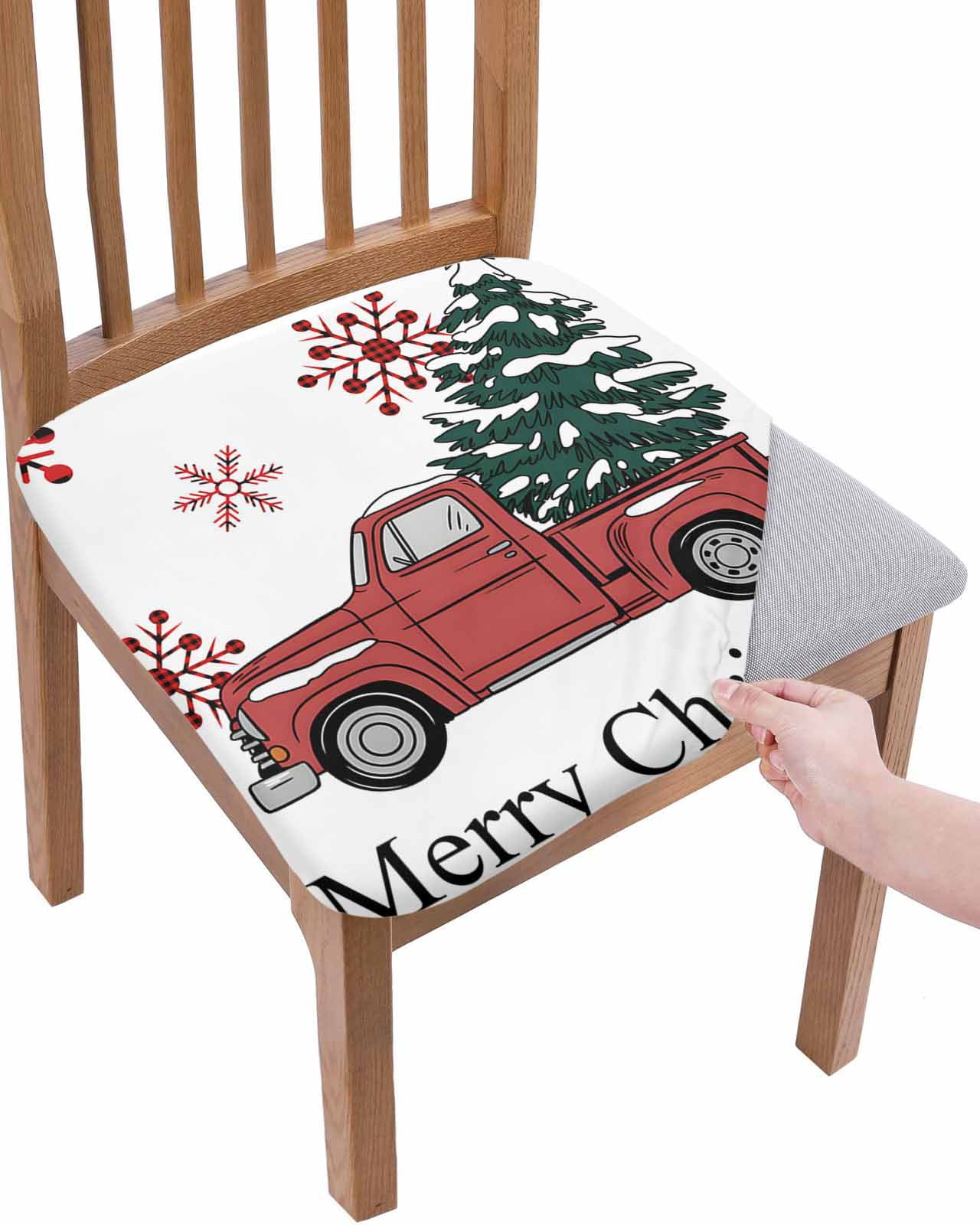 Christmas Tree Chair Seat Covers for Dining Room Stretch Chair Seat ...