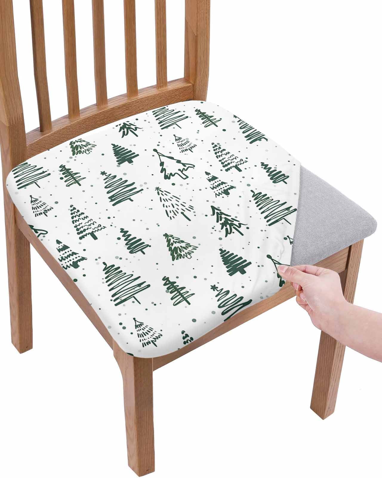 Christmas Tree Chair Seat Covers for Dining Room Stretch Chair Seat ...