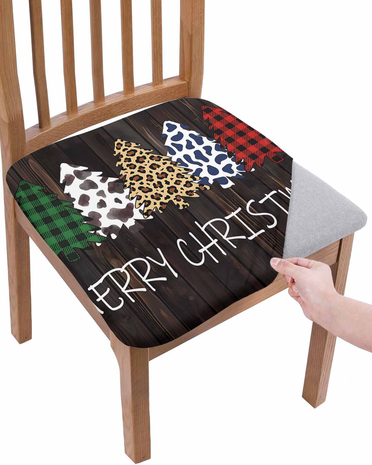 Christmas Tree Chair Seat Covers for Dining Room Stretch Chair Seat ...