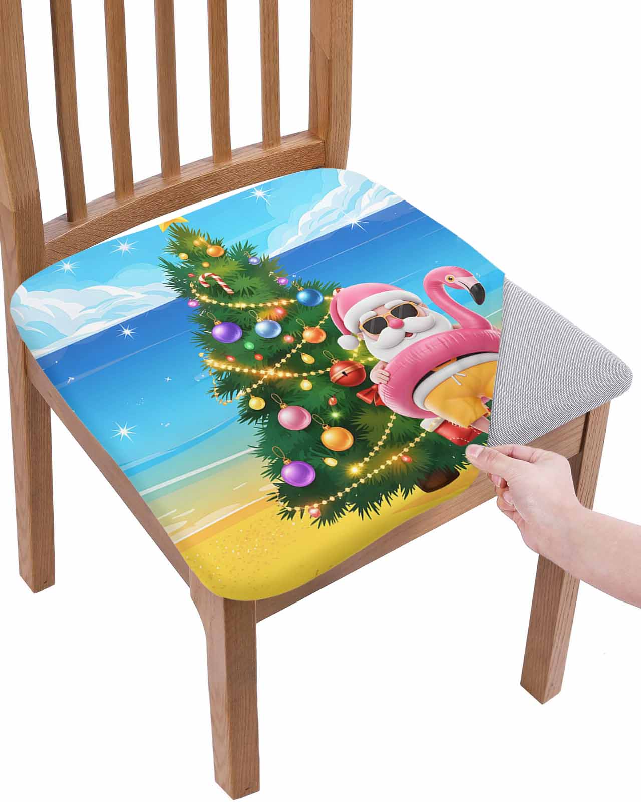Christmas Tree Chair Seat Covers for Dining Room Stretch Chair Seat ...