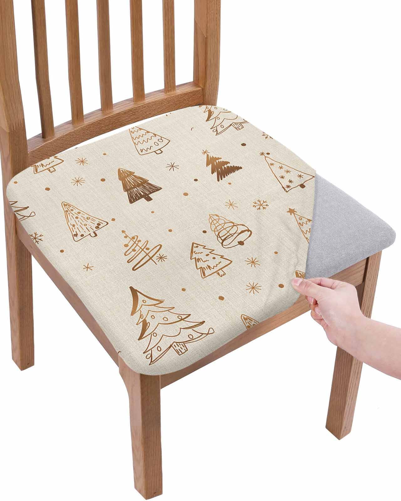 Christmas Tree Chair Seat Covers for Dining Room Stretch Chair Seat ...