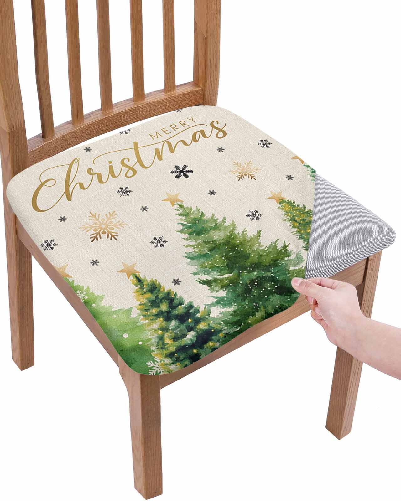 Christmas Tree Chair Seat Covers for Dining Room Stretch Chair Seat ...