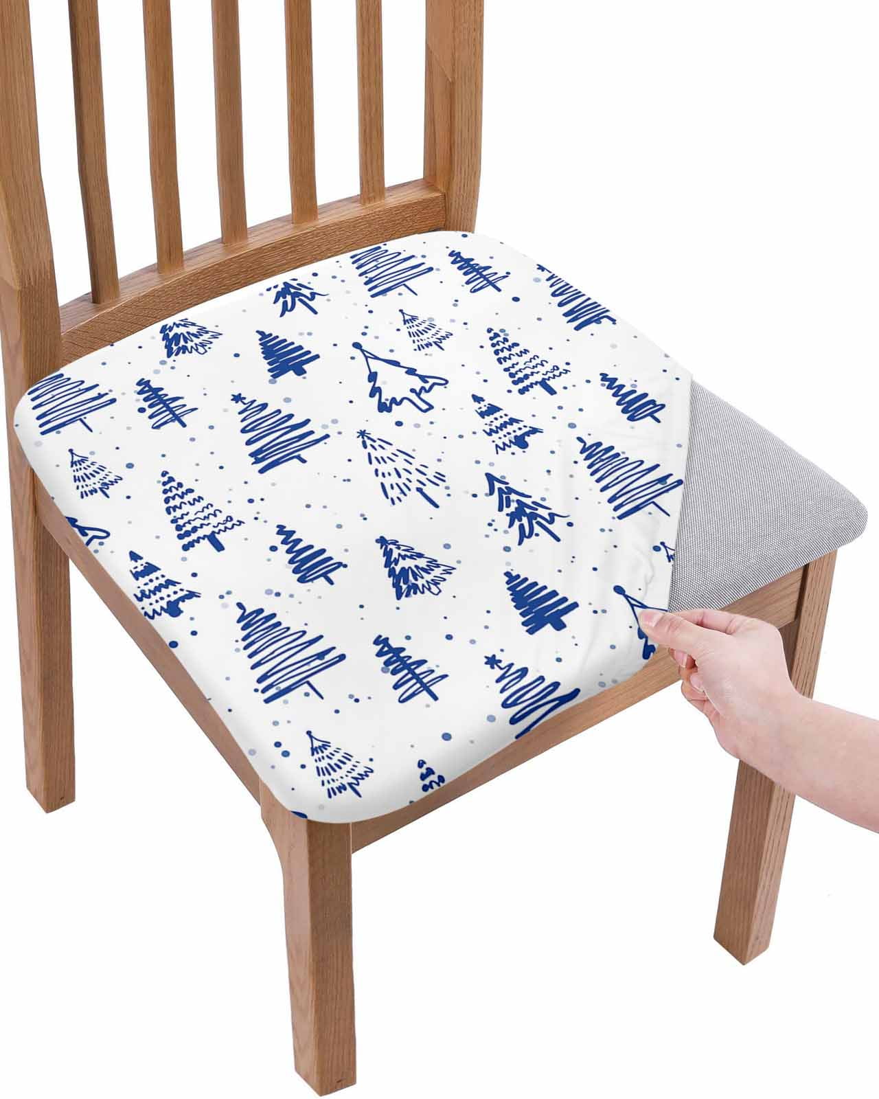 Christmas Tree Chair Seat Covers for Dining Room Stretch Chair Seat ...