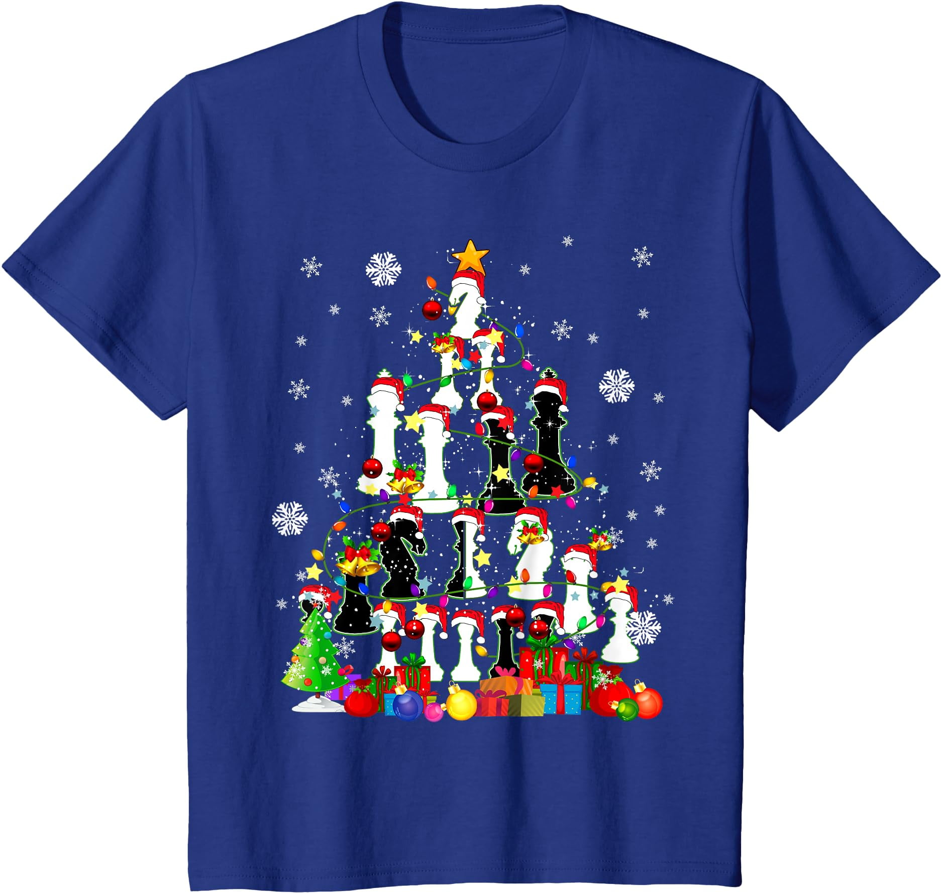 Christmas Tree Chess Pieces Xmas Lights Santa Chess Player Youth ...