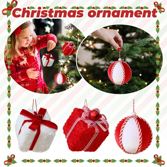Christmas Tree Christmas Decorations 10Cm Red And White Christmas ...