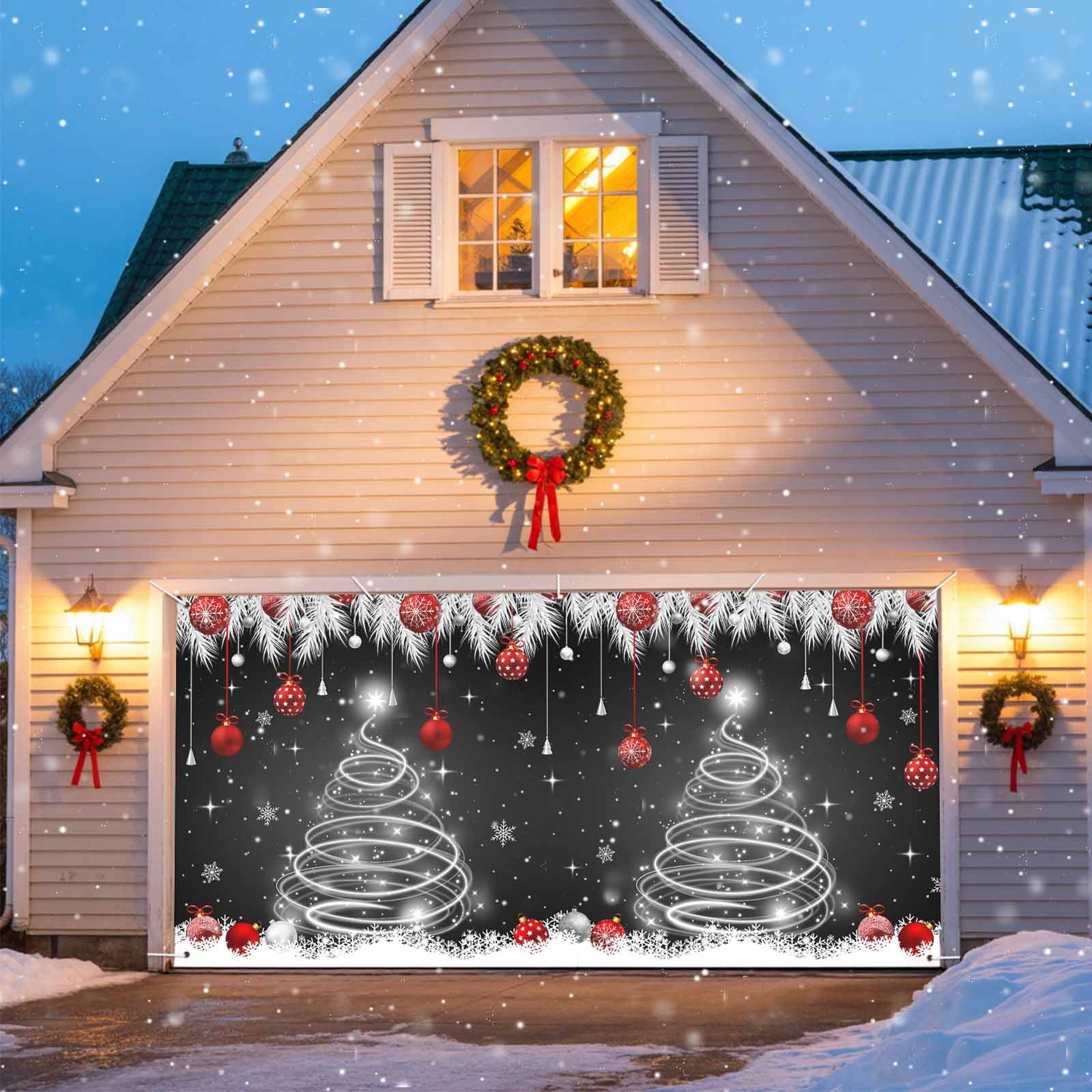 Christmas Tree Christmas Garage Door Decorations, 6.9x8ft Garage Door ...