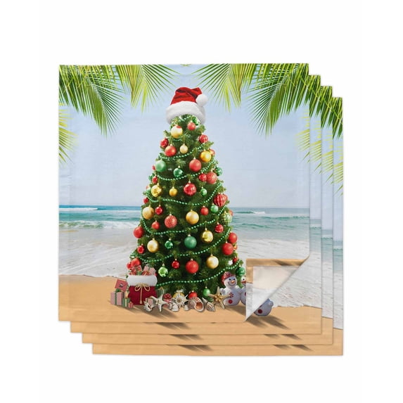 Christmas Tree Cloth Napkins Set of 4 Reusable Dinner Napkins, Summer ...