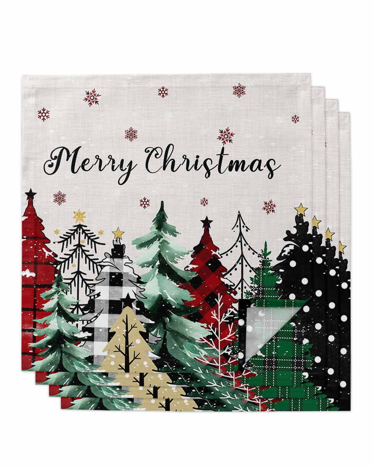Christmas Tree Cloth Napkins Set of 4 Reusable Dinner Napkins, Winter ...