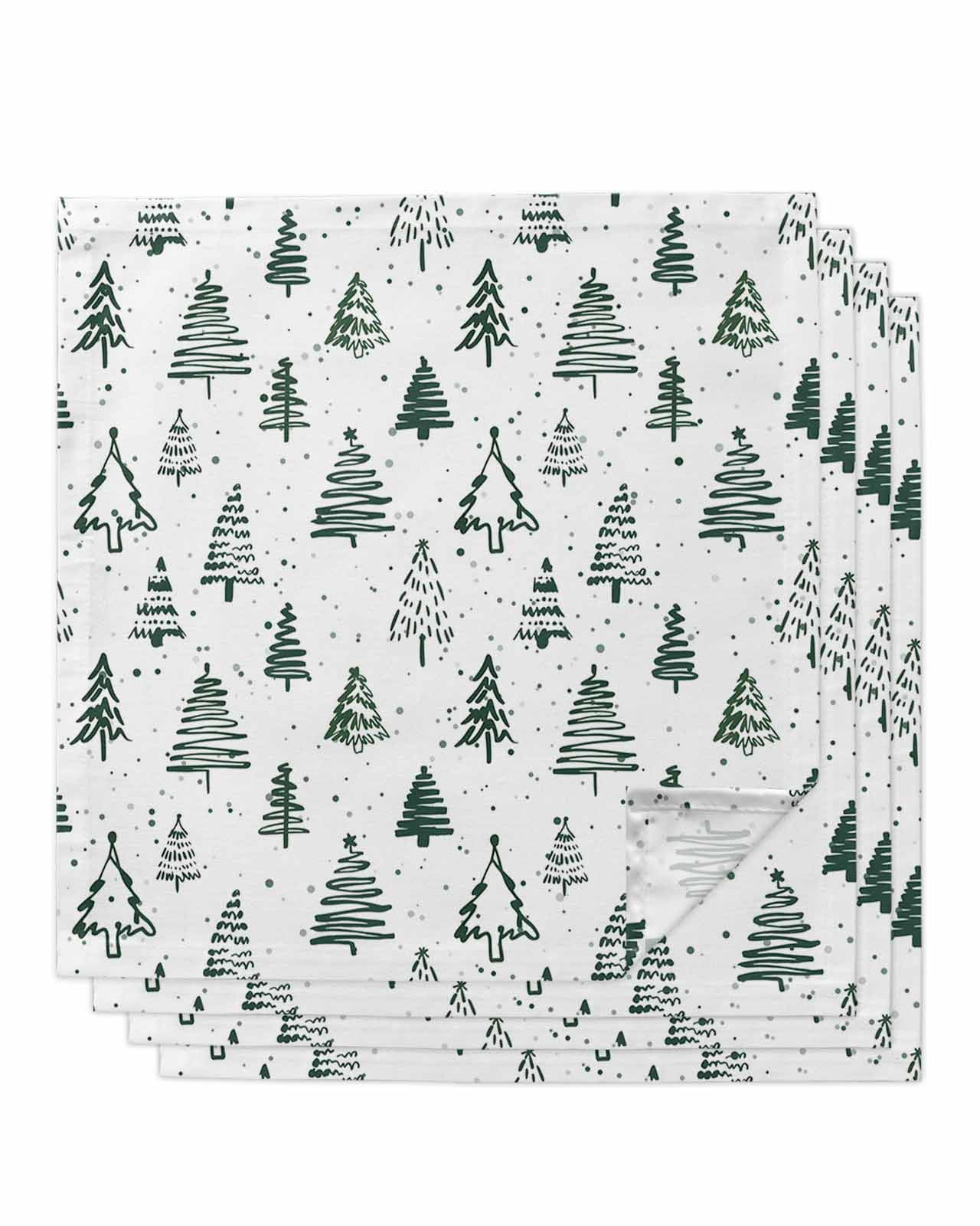 Christmas Tree Cloth Napkins Set of 4 Reusable Dinner Napkins, Xmas ...