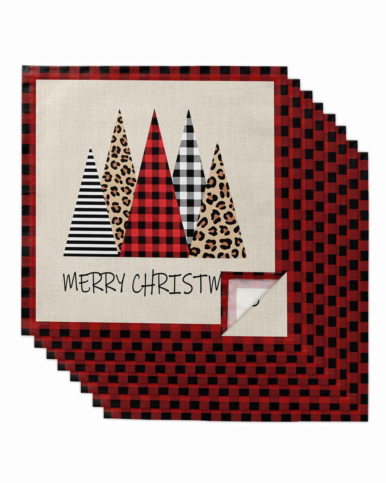 Christmas Tree Cloth Napkins Set of 8 Reusable Dinner Napkins, Xmas ...