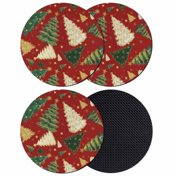 Christmas Tree Coasters Set of 4, Absorbent Coasters for Drinks, Red ...
