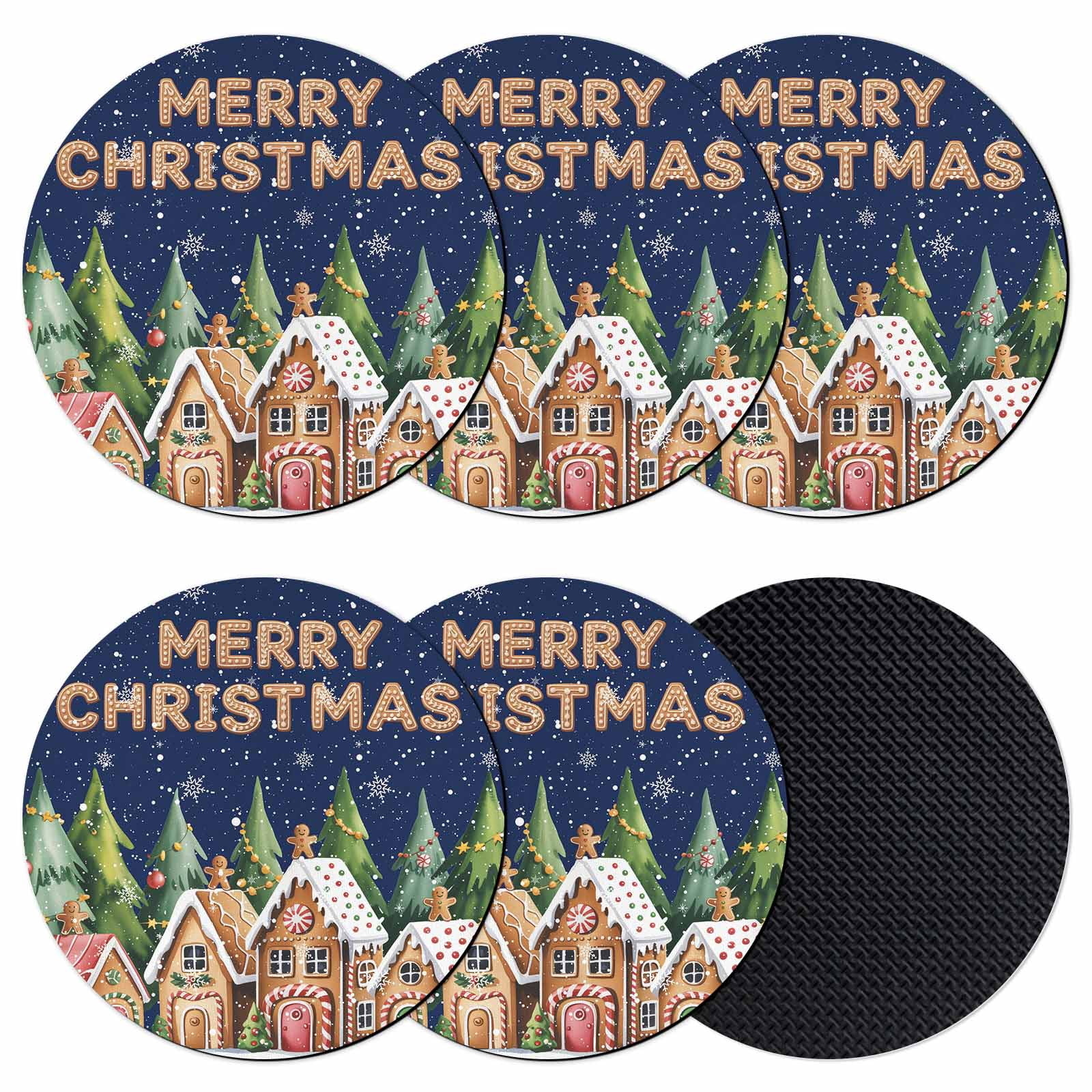 Christmas Tree Coasters Set of 6, Absorbent Coasters for Drinks, Winter ...