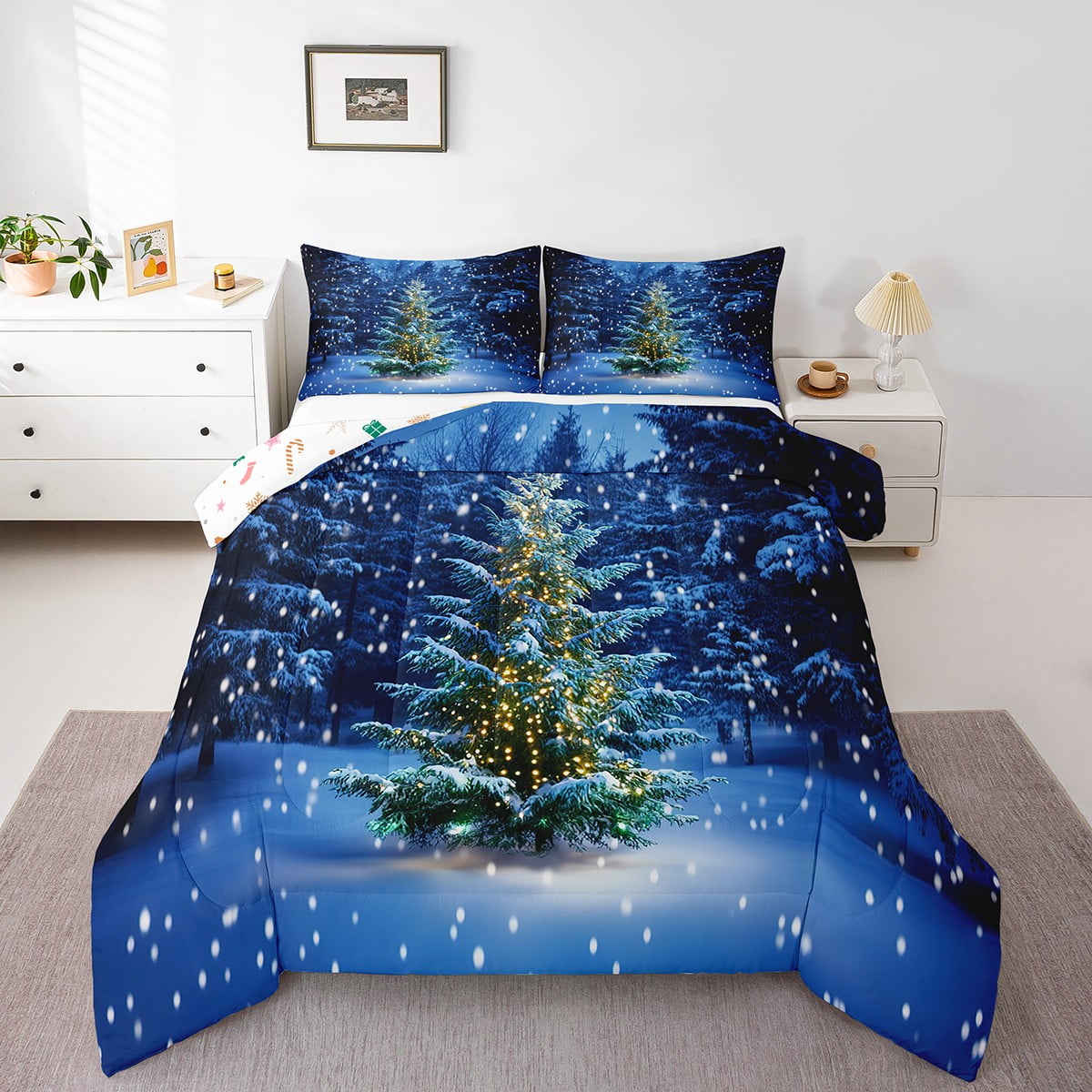 Christmas Tree Comforter Set Toddler for Boys Girls Kids Winter Themed ...