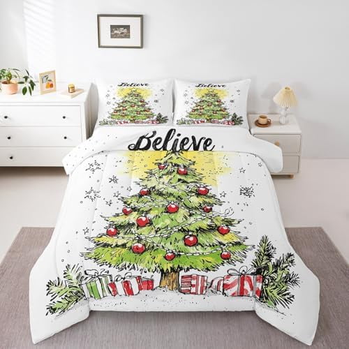 Christmas Tree Comforter Sets King Size,Farmhouse Xmas Pine Bedding Set ...
