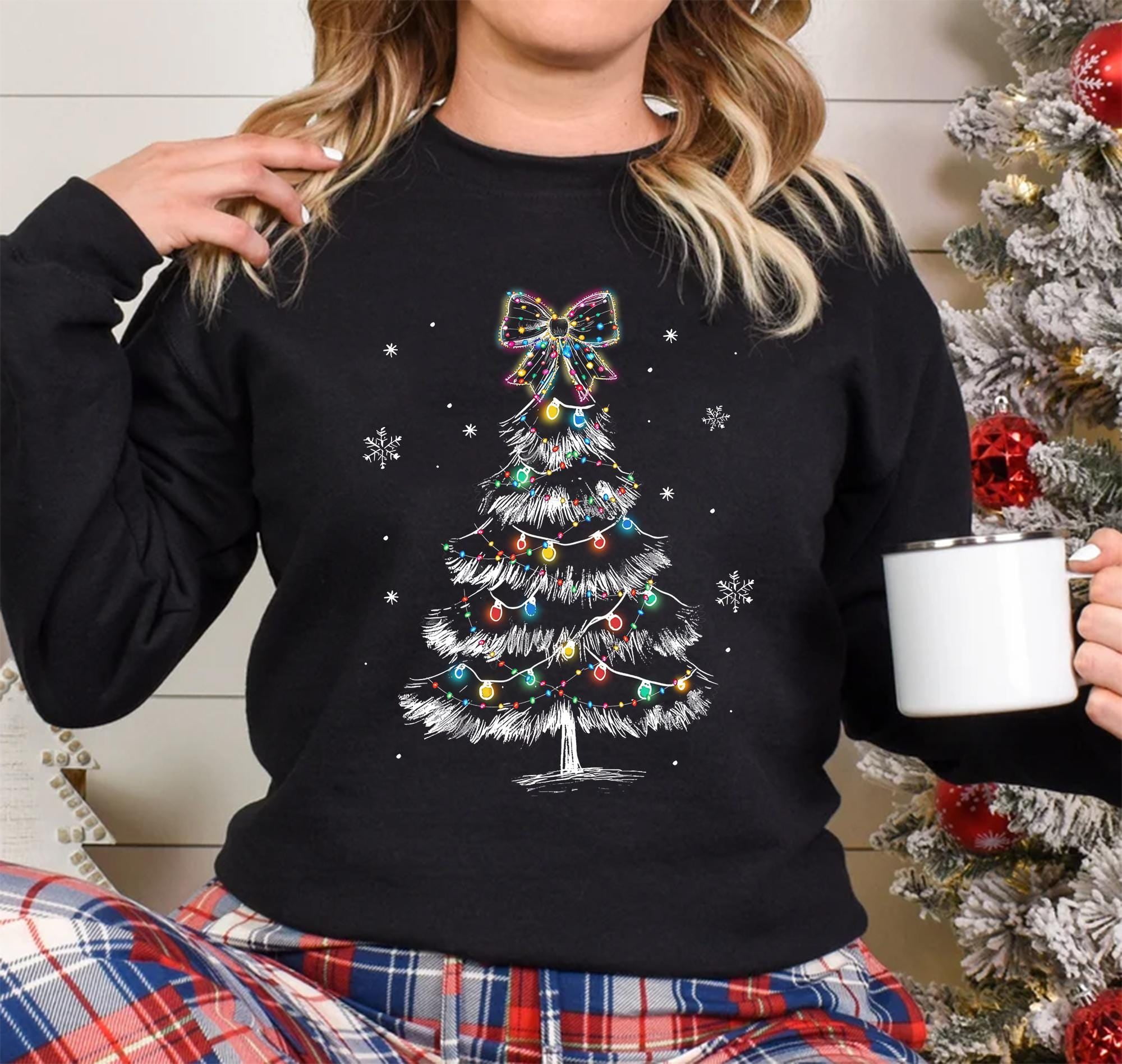 Christmas Tree Coquette Shirt, Coquette Christmas Bow, Christmas ...