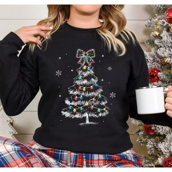 Christmas Tree Coquette Shirt, Coquette Christmas Bow, Christmas ...