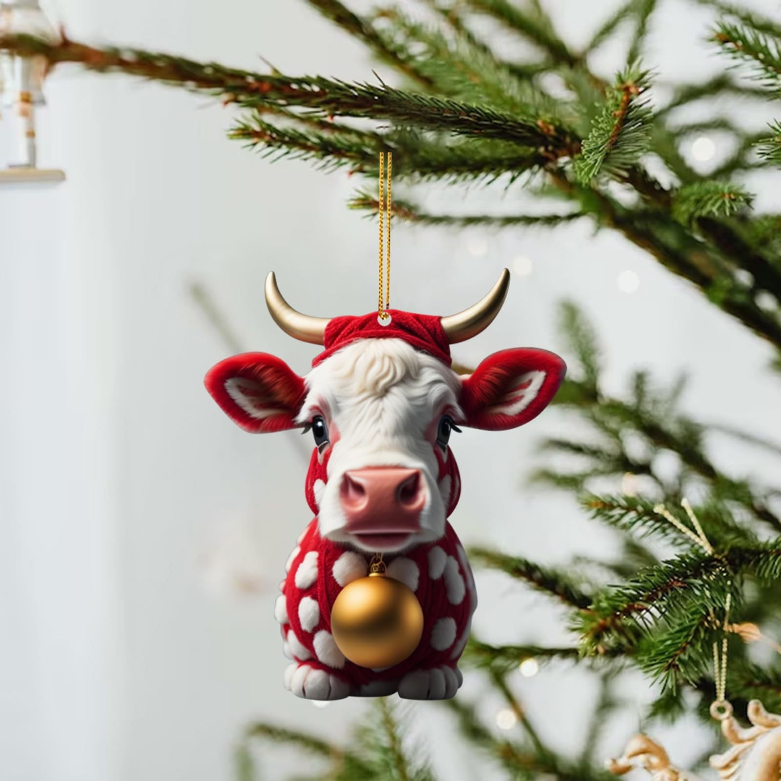 Christmas Tree Cow Ornament Highland Cow Decoration for Tree Christmas ...
