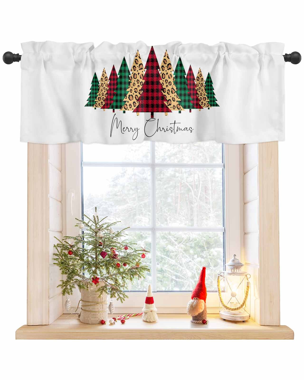 Christmas Tree Curtain Valance for Windows/Living Room/Kitchen/Bathroom ...