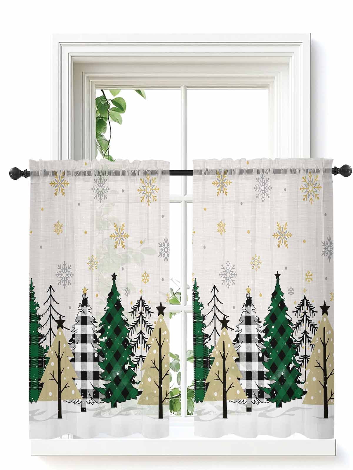 Christmas Tree Curtains 45 Inch Length,Sheer Curtains for Bedroom ...
