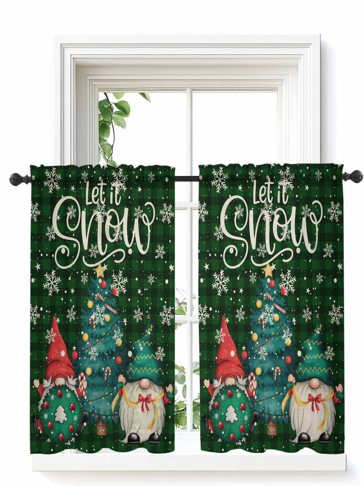 Christmas Tree Curtains 54 Inch Length, Sheer Curtains for Bedroom ...