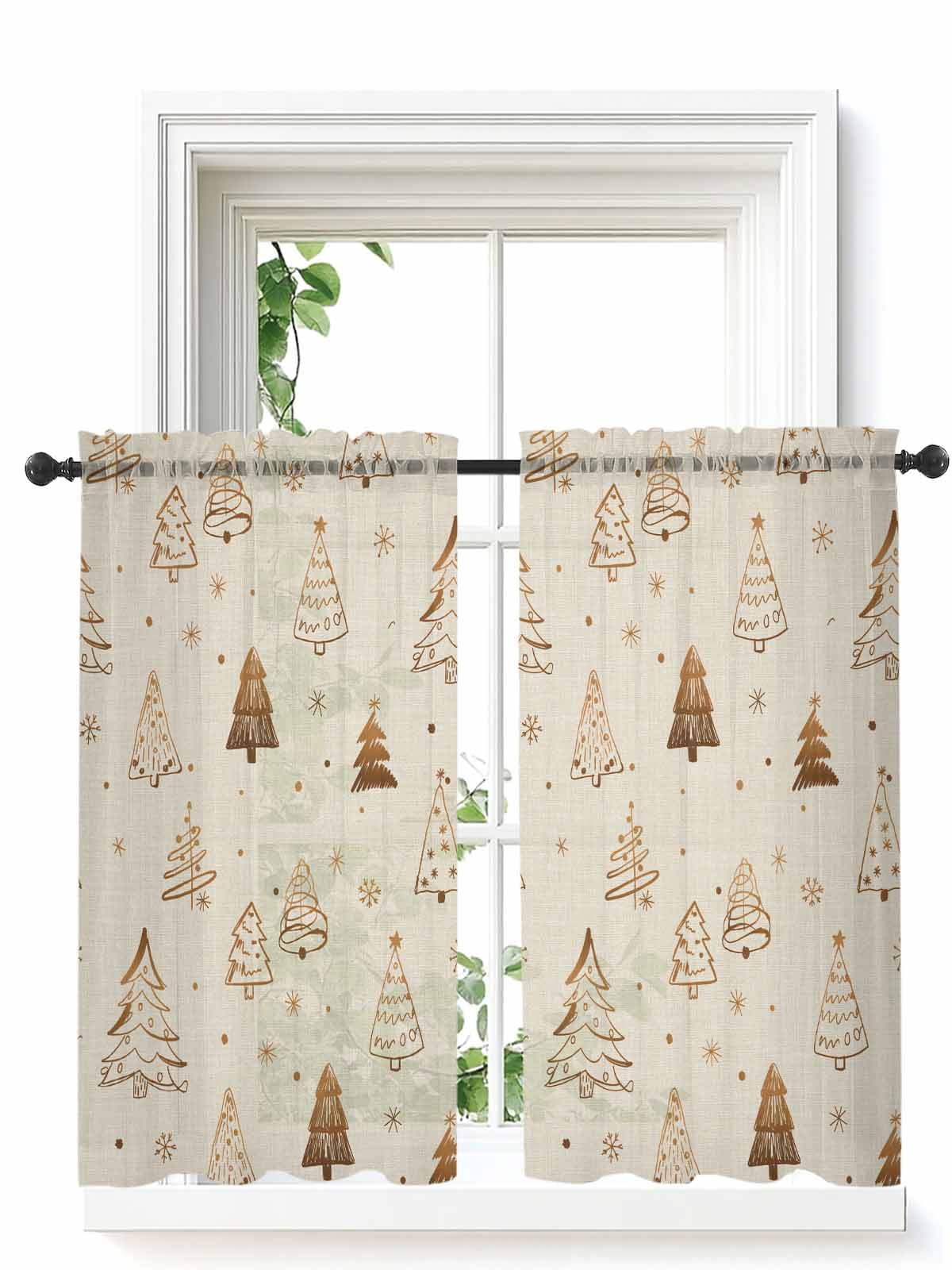 Christmas Tree Curtains 54 Inch Length, Sheer Curtains for Bedroom ...
