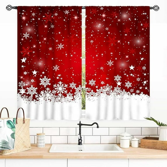 Christmas Tree Curtains, Xmas New Year Winter Snow Forest Merry ...