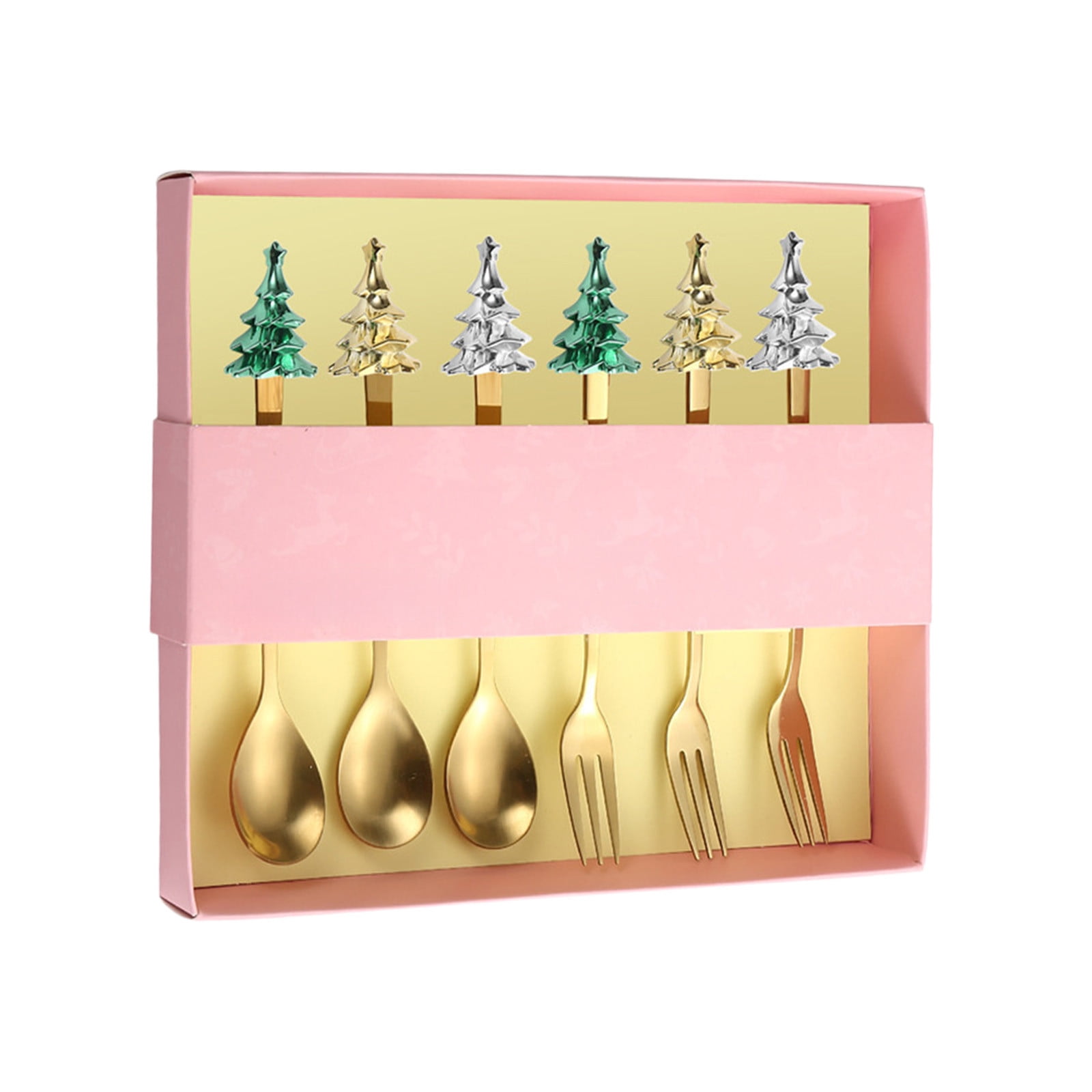 Christmas Tree Cutlery Set, Stainless Steel Travel Utensils, Portable 6 ...