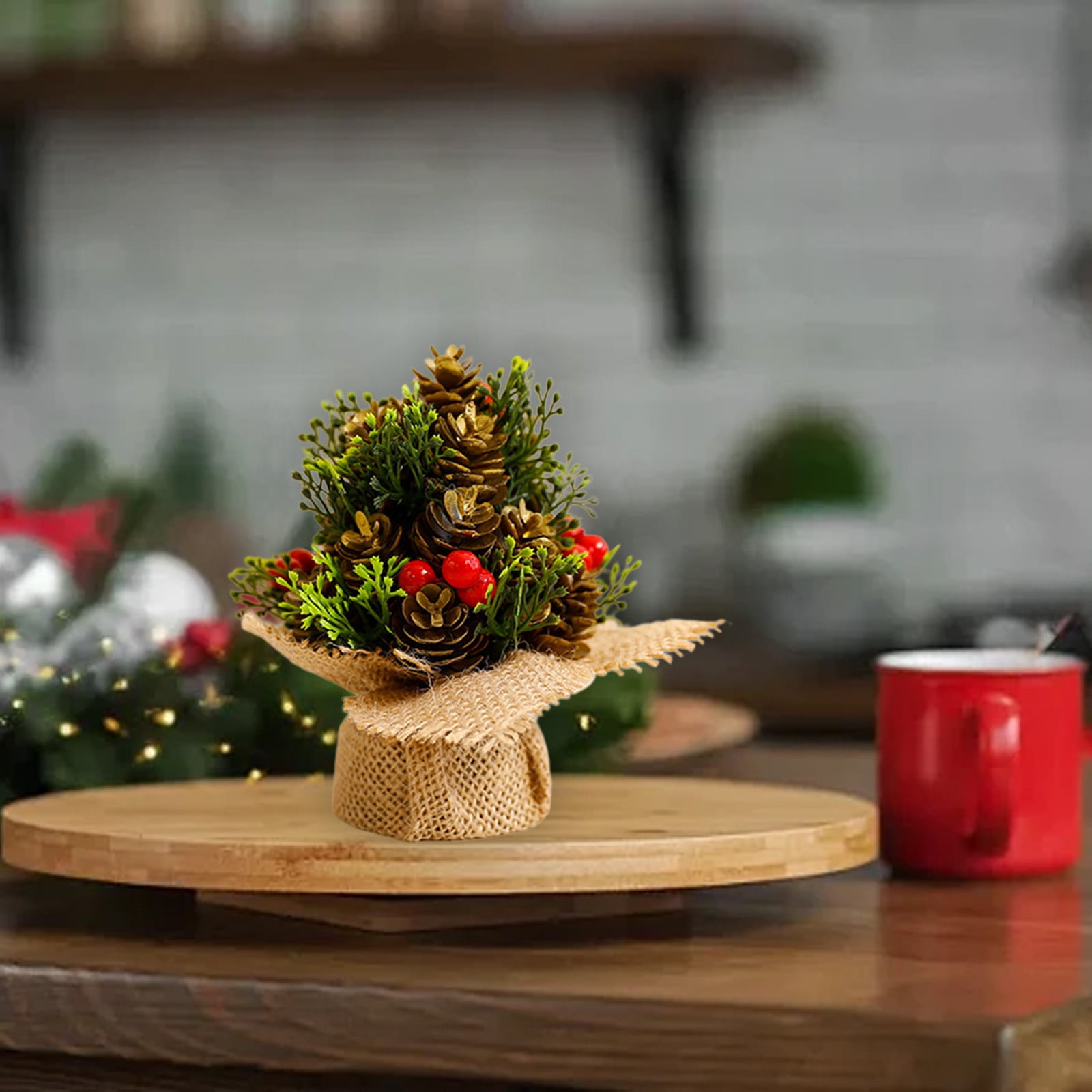 Christmas Tree Decor Set,Christmas Trees with Lights,Mini Artificial ...