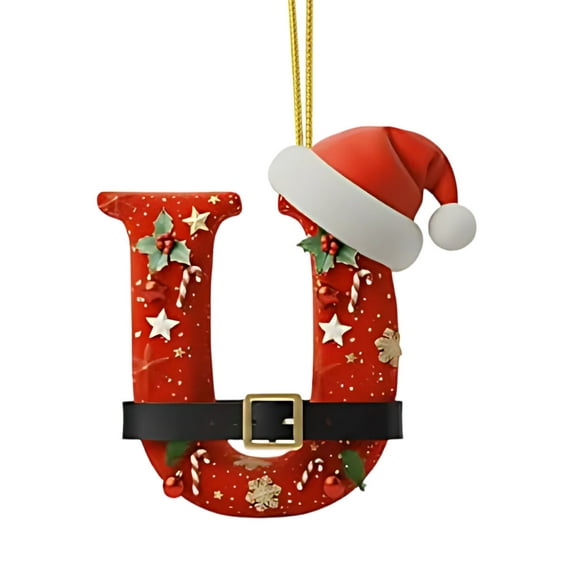Christmas Tree Decoration 2D Acrylic Letter Pendant,Set of 26 Monogram ...