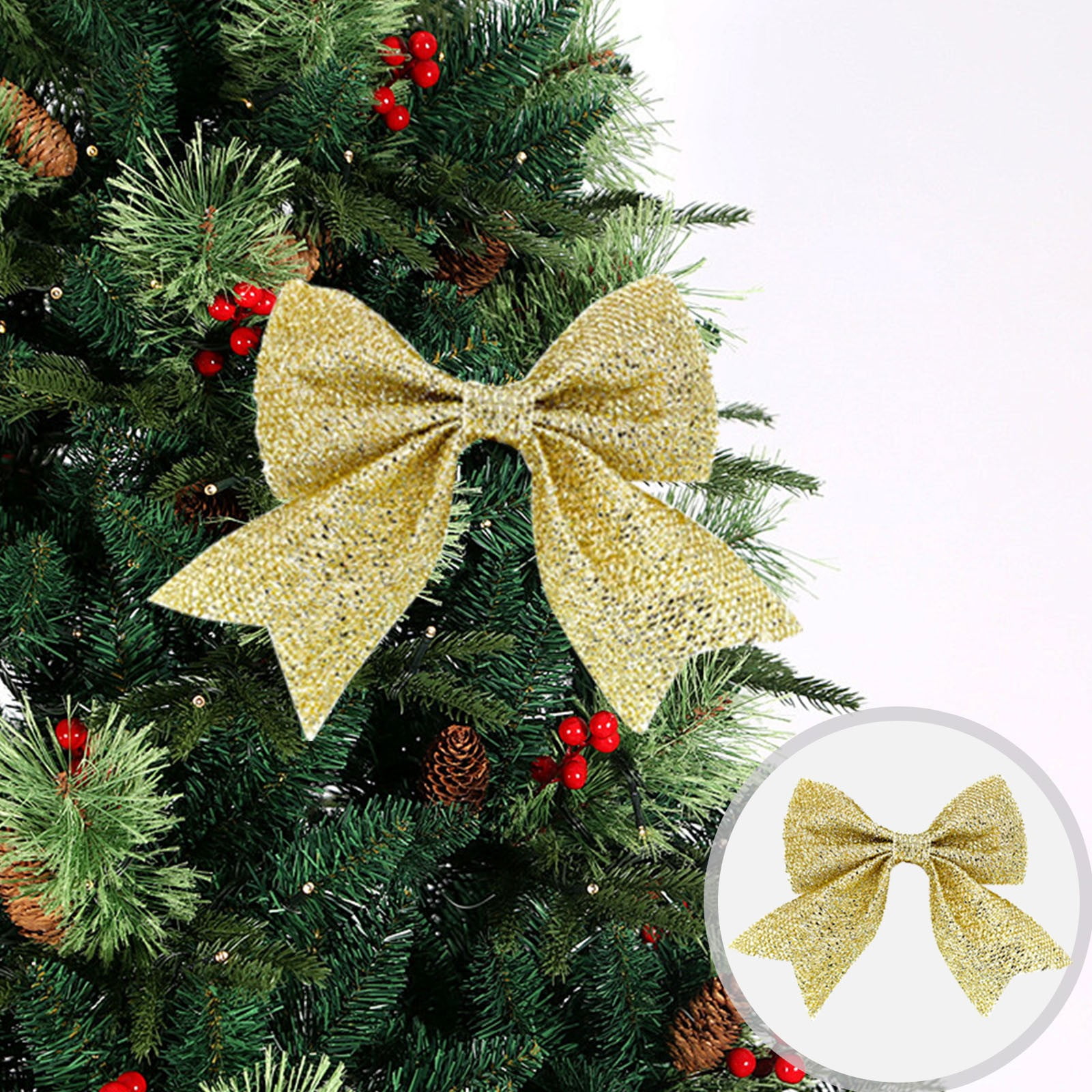 Christmas Tree Decoration Christmas Bow Bright Face Bow Christmas ...