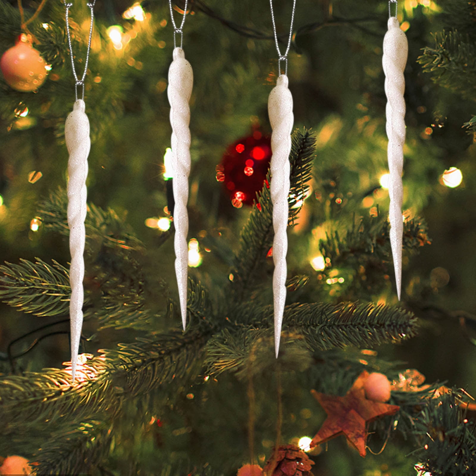 Christmas Tree Decoration Icicle Ornaments - Hanging Plastic Christmas ...