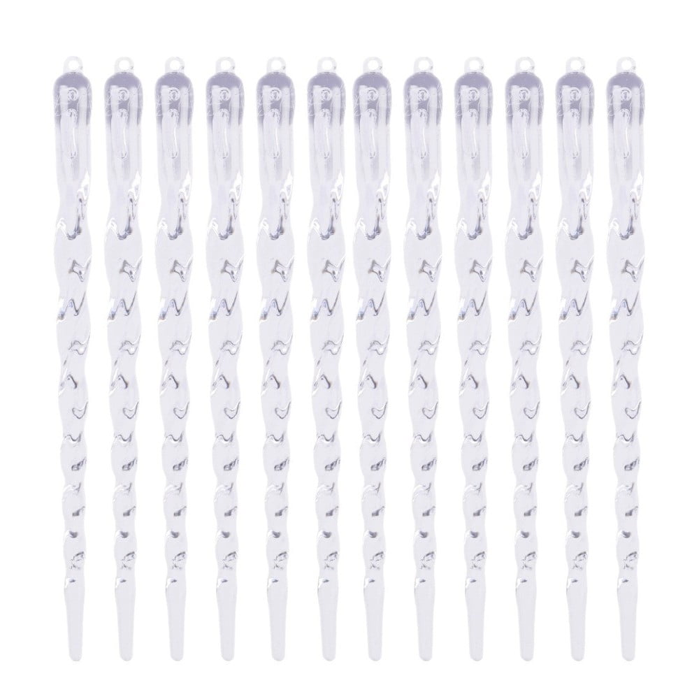 Christmas Tree Decoration Icicle Ornaments Set Of 12 Clear Pendants ...