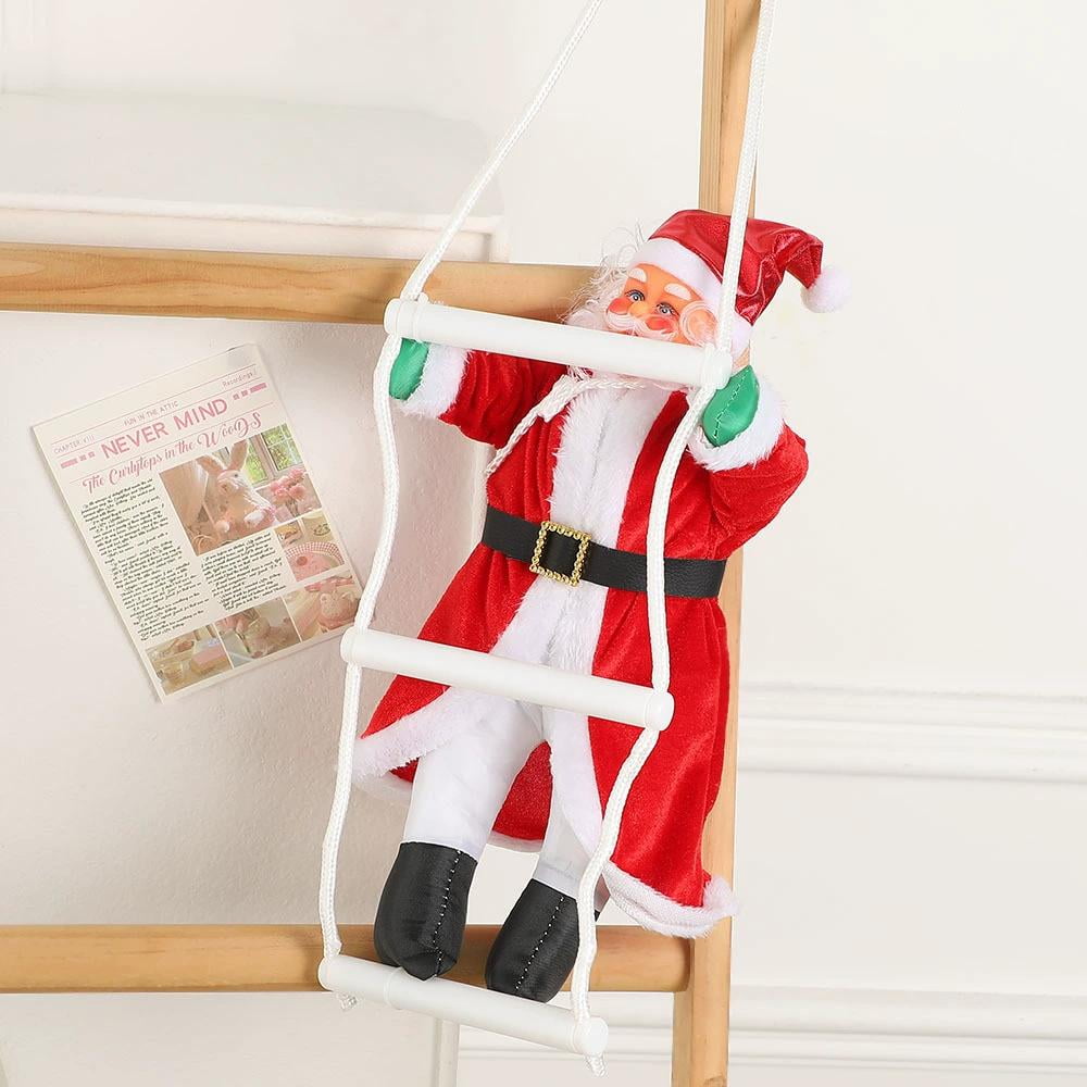 Christmas Tree Decoration, Santa Claus Climbing on Rope Ladder ...