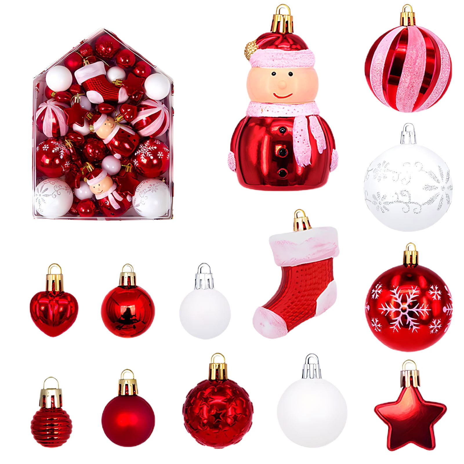 Christmas Tree Decorations 72-Pack Electroplated and Assorted Shape ...