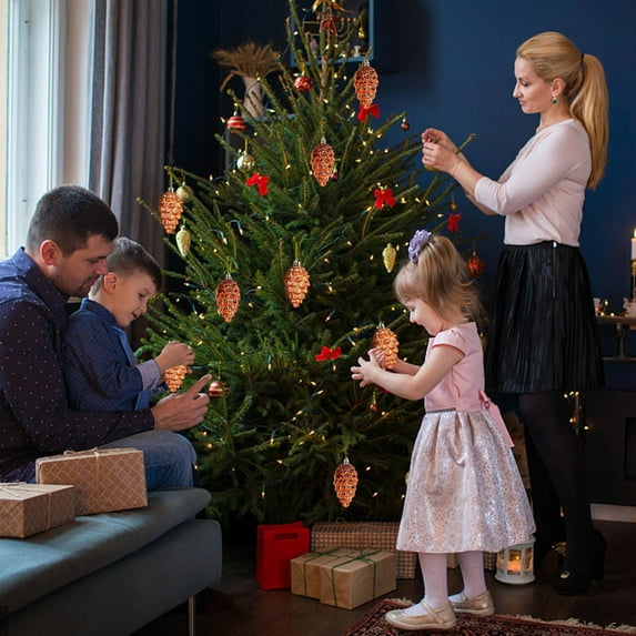 Christmas Tree Decorations - 8-Pack 9cm Glittering Plastic Ornaments ...