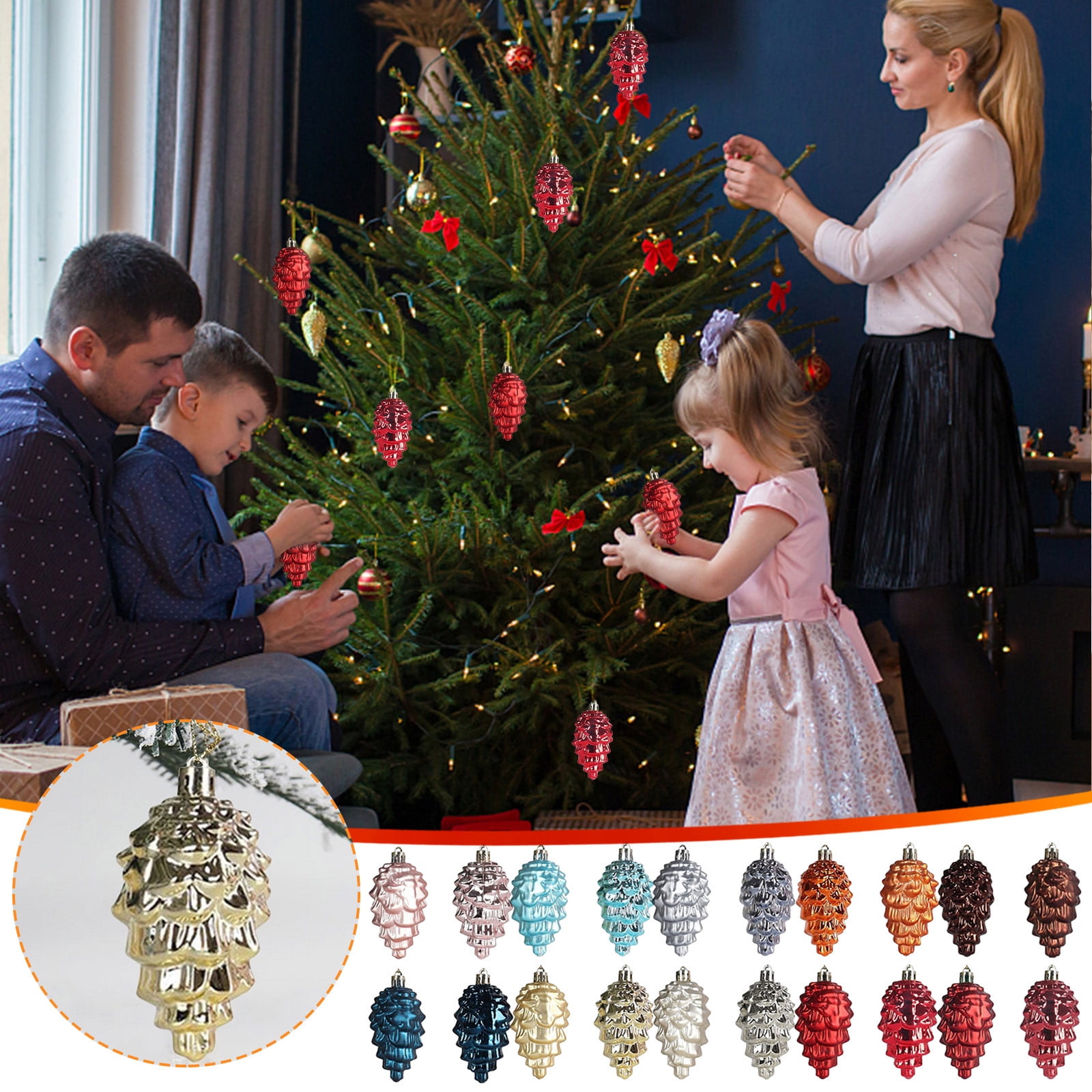 Christmas Tree Decorations 9cm/8pcs Christmas Tree Pendant Plastic ...