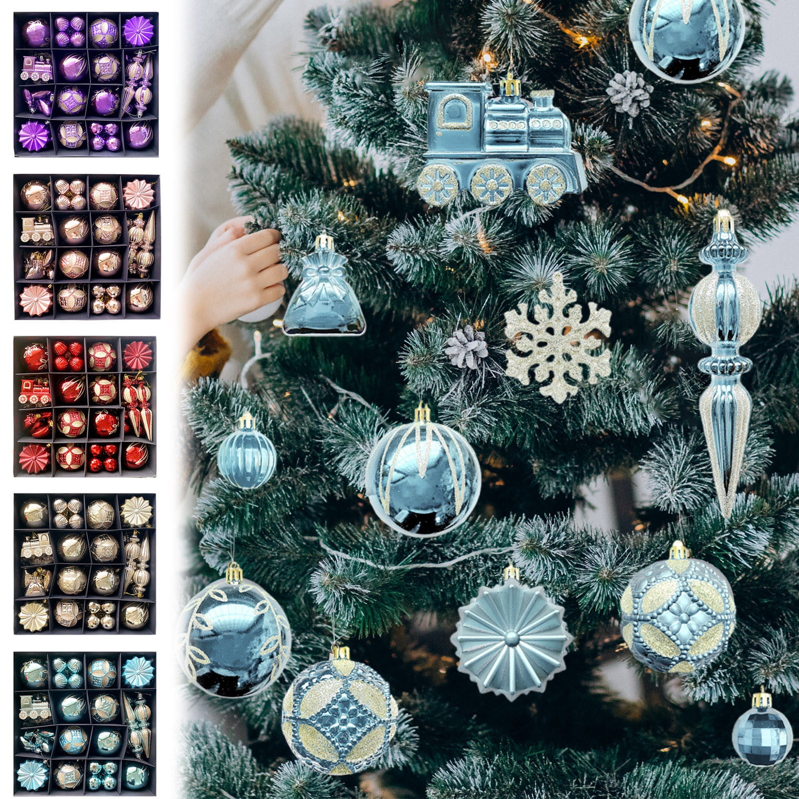 Christmas Tree Decorations Balls, 60 Sets Of Electroplated Shaped ...