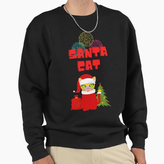 Christmas Tree Decorations Cat Funny Retro Holiday Graphic Art Unisex ...