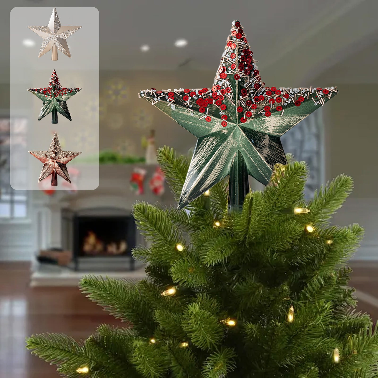 Christmas Tree Decorations Christmas Tree Topper 7.9inch Luminous Iron ...