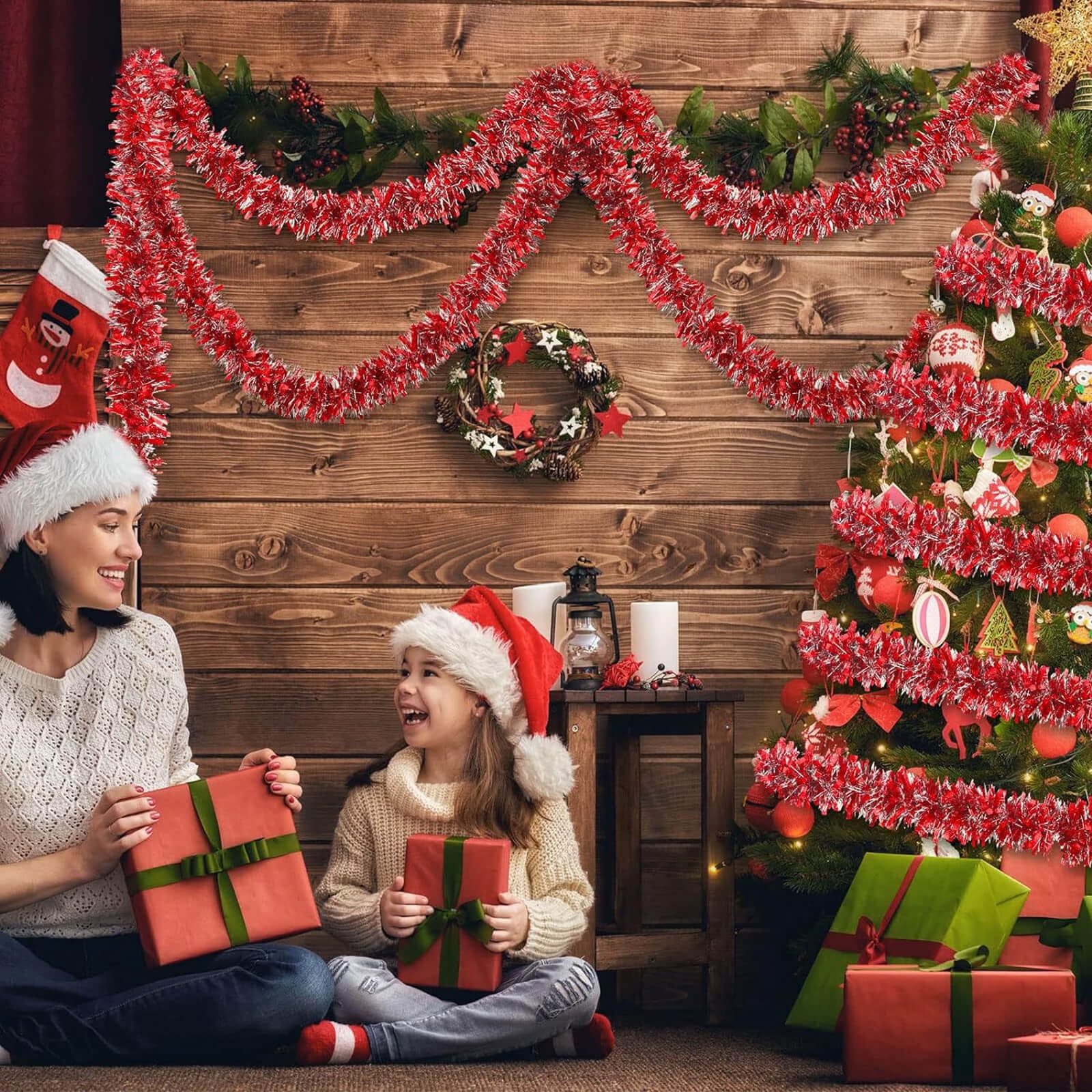 Christmas Tree Decorations Garlands, Thick Thin Streamers Xmas ...