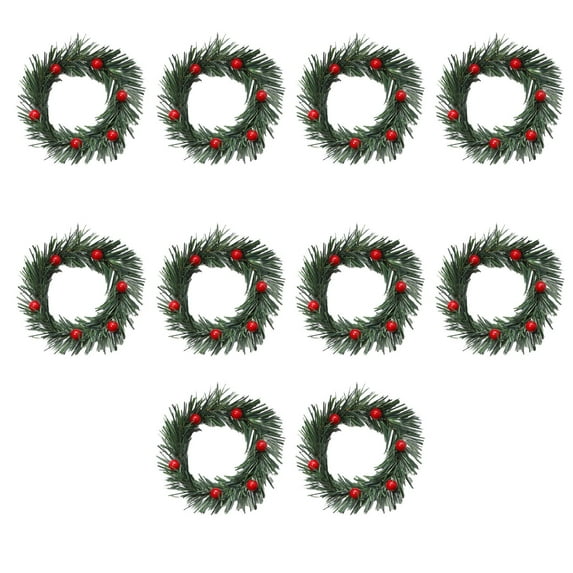 Christmas Tree Decorations Mini Christmas Wreath, Pack Of 10 with Bow ...