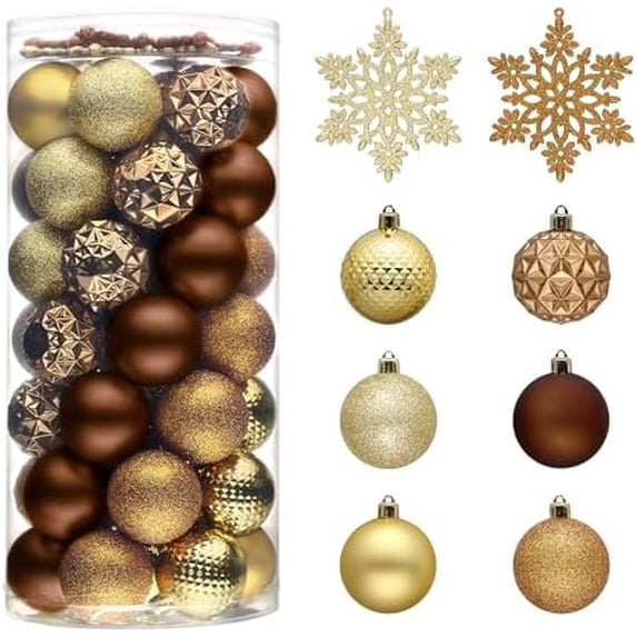 Christmas Tree Decorations Ornament Set, 50ct 2 Inches Bronze Copper ...