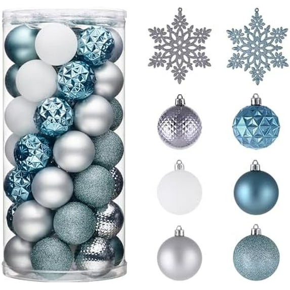 Christmas Tree Decorations Ornament Set, 50ct 2 Inches Light Blue ...