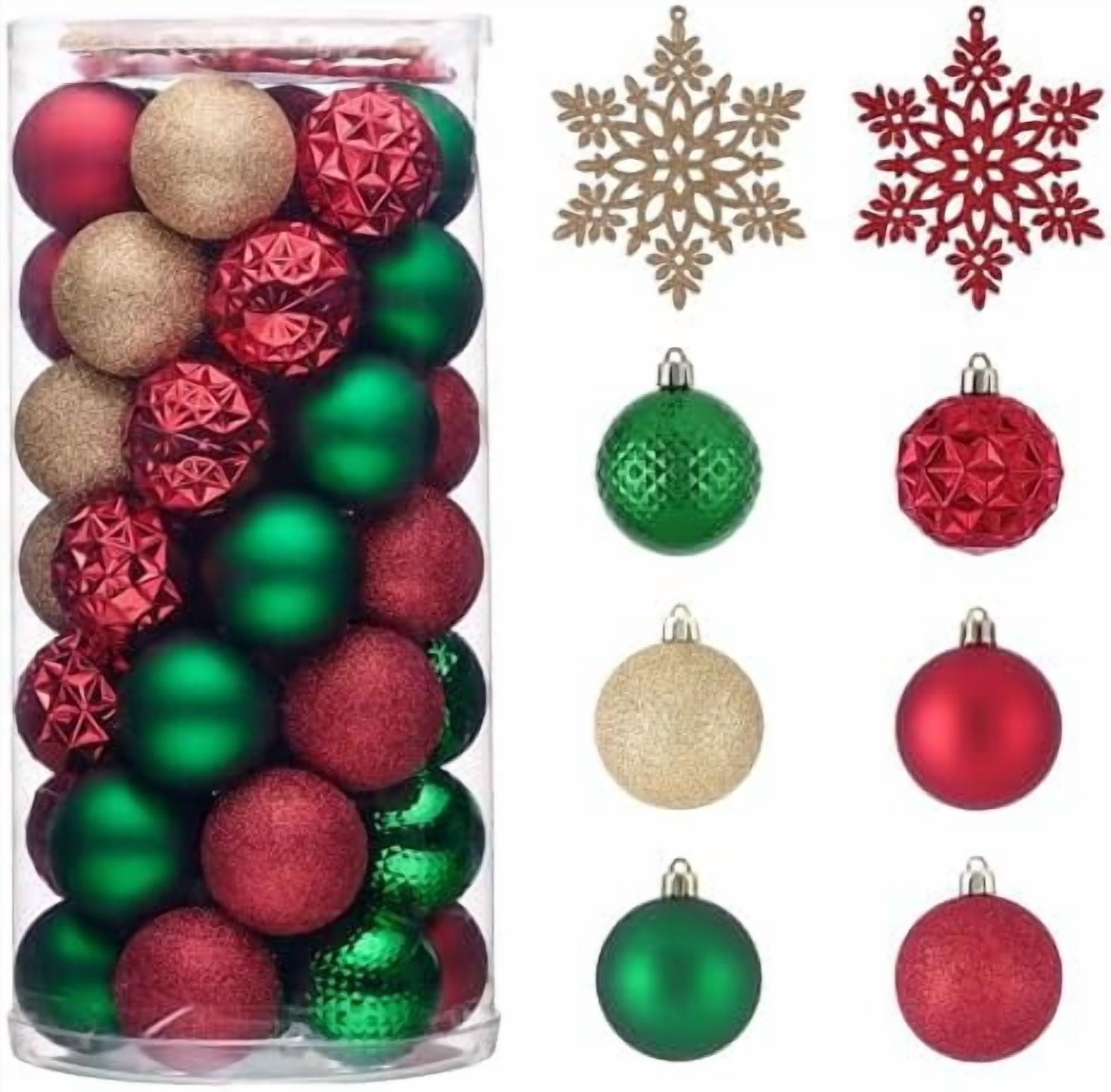 Christmas Tree Decorations Ornament Set, 50ct 2 Inches Red Green and ...