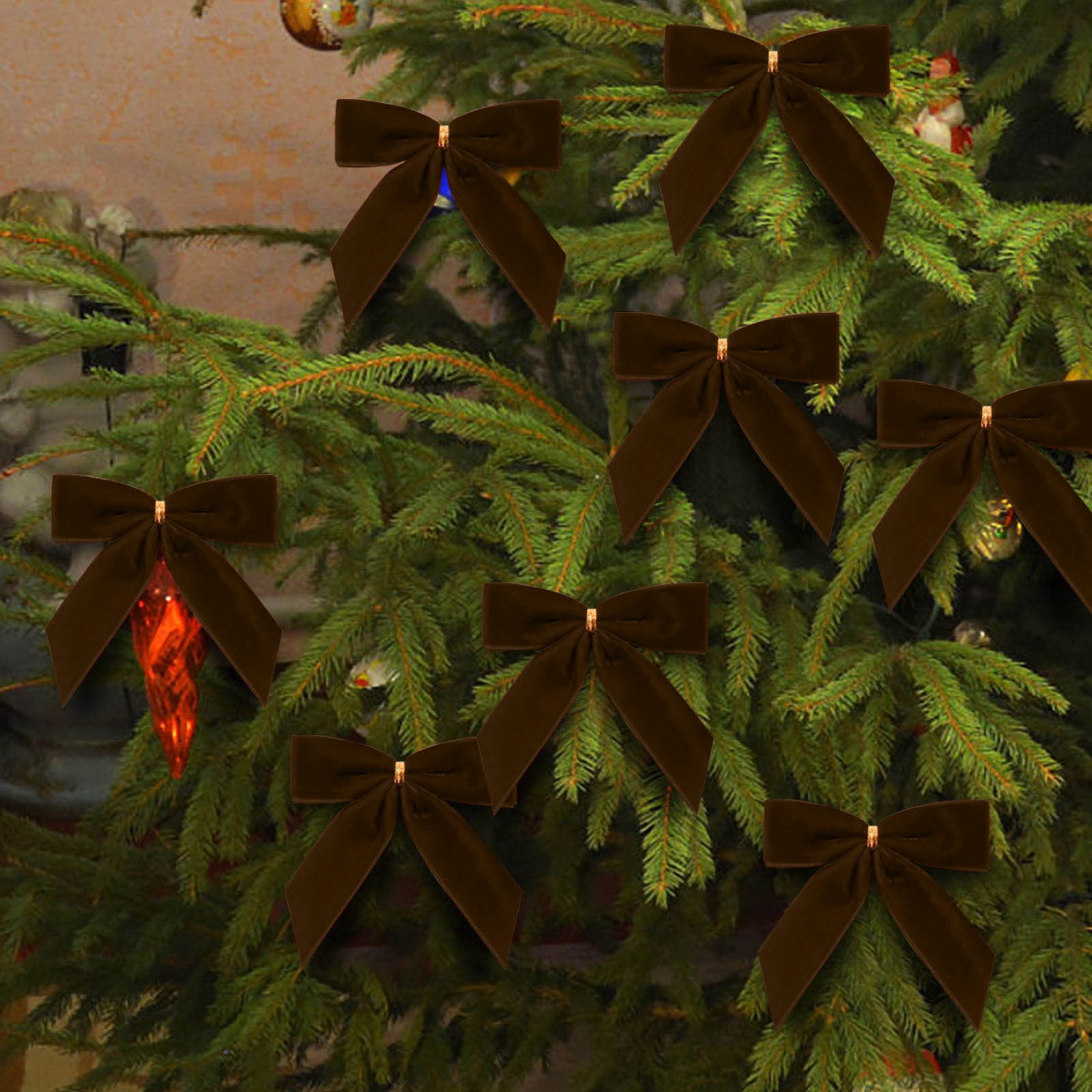 Christmas Tree Decorations Set, 24pcs/9cm Velvet Christmas Bows for ...