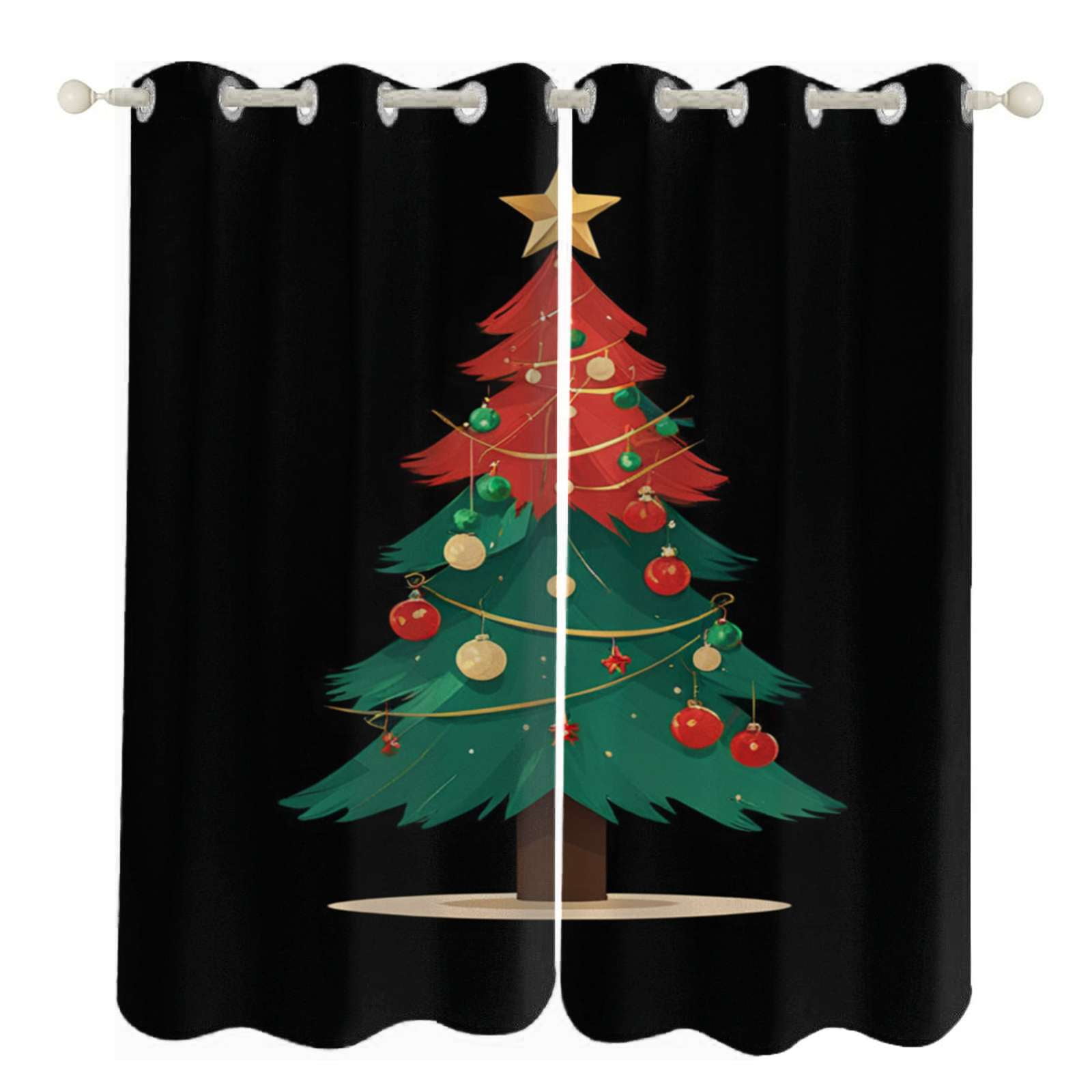 Christmas Tree Decorations Sunshade Curtains Home Bedroom Living Room ...