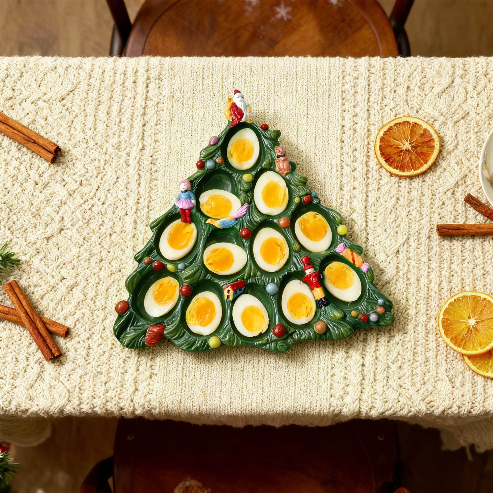 Christmas Tree Deviled Egg Holder,12 Holes Resin,Reusable Holiday ...